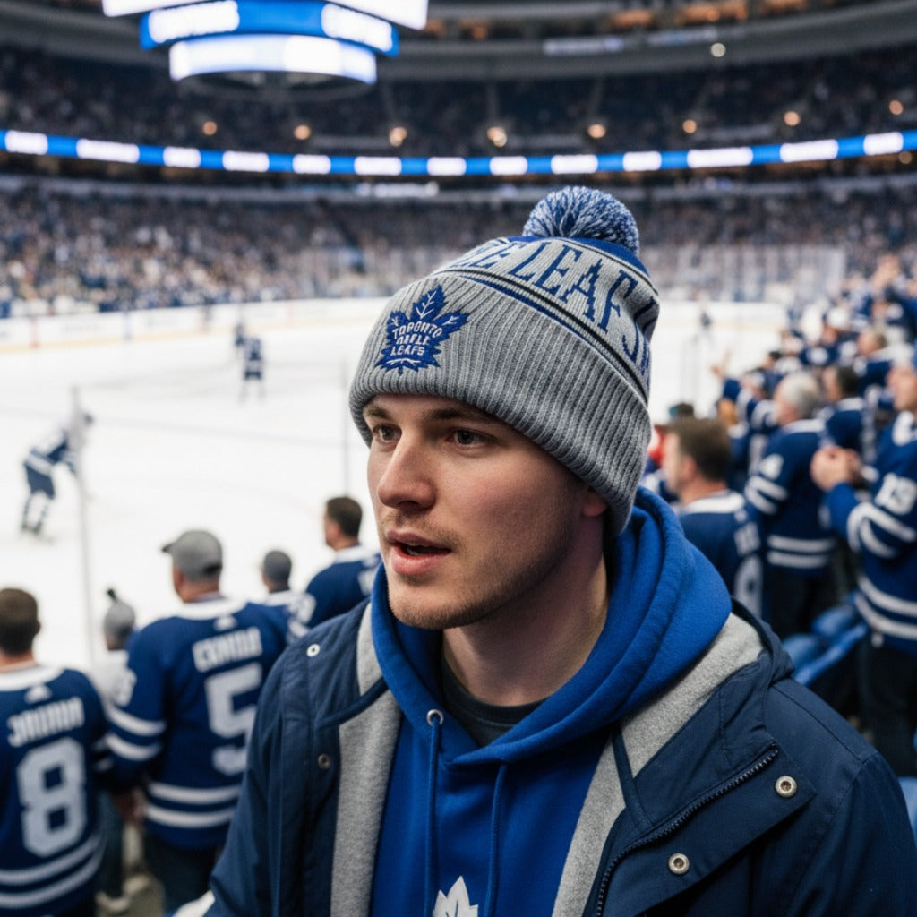 Mitchell and Ness NHL Toronto Maple Leafs Cuffed Pom Knit Toque (Unise ...